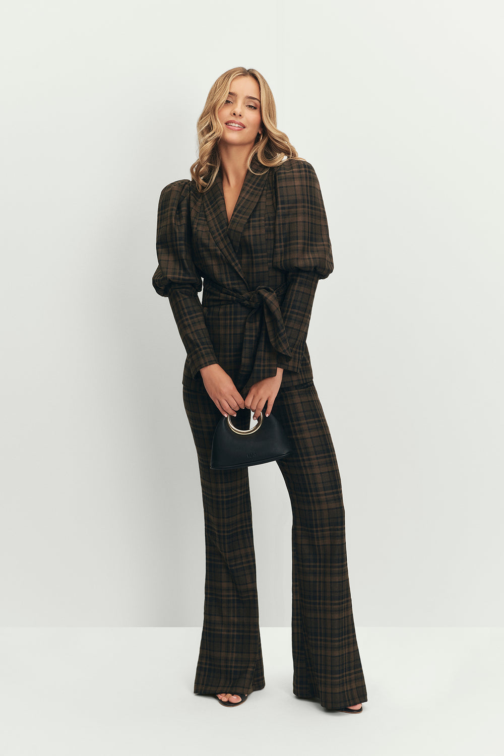 MIPHAI | Pantalón Eos Cuadros Marrón